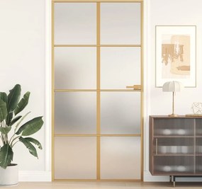 vidaXL Interiérové dveře úzké černé 102,5x201,5 cm tvrzené sklo hliník [155147] Barva: Zlatá a matná