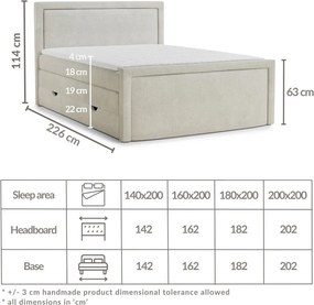 Béžová boxspring postel s úložným prostorem 140x200 cm Fresco – Maison de Rêve