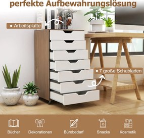 Costway Pojízdný kontejner s 7 zásuvkami pojízdná kartotéka s kolečky