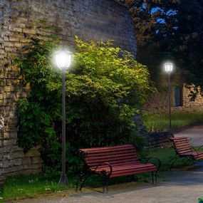 Zahradní solární světlo Outsunny LED zahradní lucerna 30/60 lumenů, černý plast, Ø26,5 x H177 cm, ideální pro zahradu a terasu