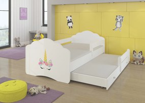 Dětská postel se zábradlím a matracemi CASIMO II 160x80 Hlavní barva: White, Motiv: UNICORN