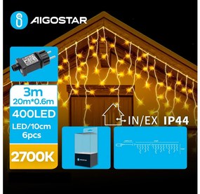 Aigostar B.V. Aigostar - LED Venkovní vánoční řetěz 400xLED/8 funkcí 23x0,6m IP44 teplá bílá AI0494