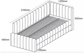 Jednolůžková postel Alfie 120x200 šedá