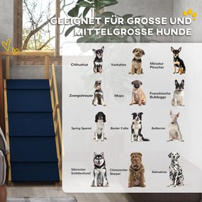 PawHut rampa pro psy Skládací rampa pro psy s odnímatelným zábradlím, protiskluzová, pomůcka pro psy do 40 kg, 85 x 40 x 78,5 cm, přírodní dřevo | Ao…