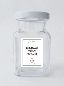 Samolepka na kořenky GRILOVACÍ KOŘENÍ NEPÁLIVÉ bílá 3 × 4 cm tučné písmo