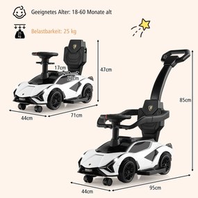 Costway 3 v 1 Lamborghini Push Car se světlomety a hudbou a úložným
