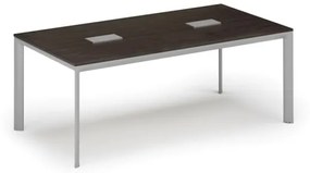 Stůl INVITATION 2000 x 1000 x 740, wenge + 2x stolní zásuvka TYP V, stříbrná
