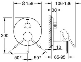 Grohe Essence - Páková baterie s 3-směrovým přepínačem, chrom 24092001