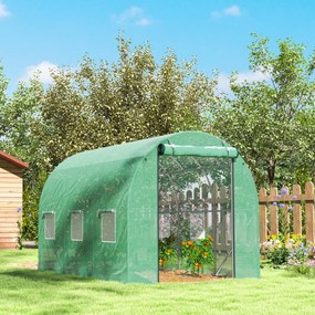 Skleník Outsunny 200x300x200cm z polyethylenu s dveřmi, 6 okny, pozinkovaným ocelovým fóliovým tunelem, 170g/m² PE, stabilní tunel na rostliny, sklen…