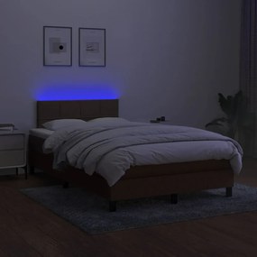 Box spring postel s matrací a LED tmavě hnědá 120x190 cm textil 3270042