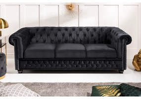 Massive home | 3místná pohovka CHESTERFIELD 205cm, sametová černá