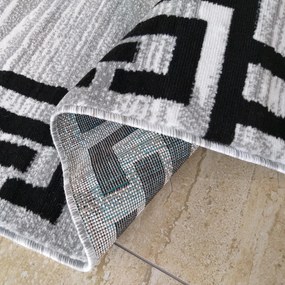 DY Šedočerný koberec s geometrickým vzorem Soho 04 Rozměr: 80x150 cm