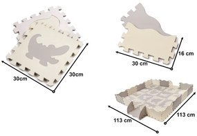 Kontrastní béžové pěnové puzzle se zvířátky, 36 dílků