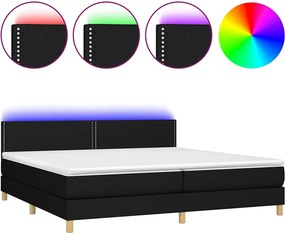 Box spring postel s matrací a LED černá 200x200 cm textil 3133663