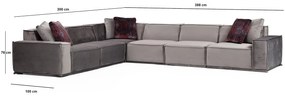 Designová rohová sedačka Valtina 388 cm šedá - levá