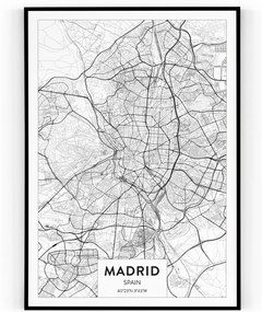 Obraz Mapa Madrid 30 x 40 cm - napnuté plátno na dřevěném rámu