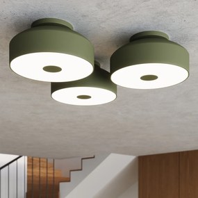Stropní svítidlo Omiq, 1x olivově zelené kovové stínítko, (bílý plast), (fi 30 cm)