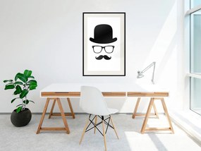 Plakát Retro knír - černobílá kompozice s vousatým mužem v klobouku