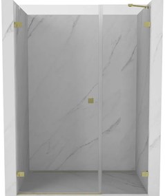 Mexen Lunar-B sprchové dveře otevírací levé 140 cm, transparentní, zlaté kartáčované - 832S-140-050-55-00-L
