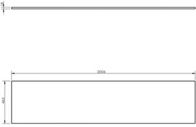 Mexen Uni, pracovní deska 200 cm, bílá lesklá, 91AXX-2004-464-18-00