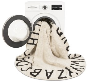Lorena Canals, Přírodní koberec, ručně tkaný Round ABC Natural-Black, 150x150 (průměr) kruh, bílá, dětský pokoj