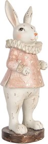 Dekorace antik králík v růžových šatech se srdíčky - 11*10*29 cm