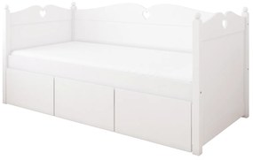 BabyBeds Dětská postel BELLA 200x90 srdíčka se třemi zásuvky Barevné provedení: Bílá Bílá