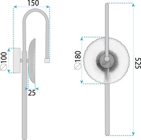 Toolight Toolight, LED nástěnné svítidlo 53x18cm, 3W, 3000K, LHJ072-W, zlatá matná, OSW-50032