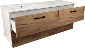 Comodo Koupelnová skříňka s keramickým umyvadlem Agria NEW W 120 - bílá/zlatý dub
