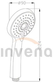 Invena Dafni, 3-funkční ruční sprchová hlavice kulatá, chrom-bílá, INV-AS-02-002-X