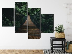 Vícedílný obraz Dřevěný Visutý Most V Lese Nedostatek Nedostatek Plátno Canvas 160x100