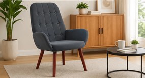 relaxační křeslo, odpočinkové, dřevo/kov/textil, 96x69x78 cm, nohy tmavé/tmavě šedá, Dekorino KR20260046