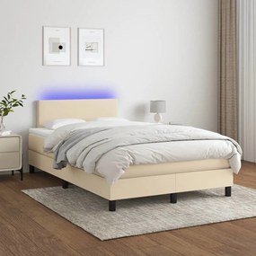 vidaXL Box spring postel s matrací a LED 120 x 200 cm textil [3132981] Barva: krémová