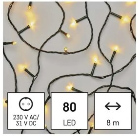 Vánoční osvětlení EMOS D4AW22 80LED řetěz 8m teplá bílá programy s časovačem