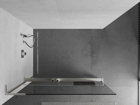 Mexen Kioto+ L, sprchová zástěna Walk-In s poličkou a věšákem 70 x 200 cm, 8mm čiré sklo, broušená ocel profil, 800-070-123-97-00