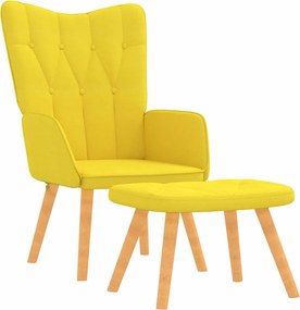 Relaxační křeslo se stoličkou hořčicově žluté textil 327541