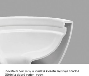 Mereo Mereo, WC závěsné, RIMLESS, 530x355x360, keramické, vč. sedátka CSS113S, VSD81S