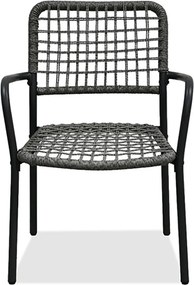 Balkónový set 1+2, stůl, židle umělý ratan barva antracit, kov antracit (58 x 57) cm