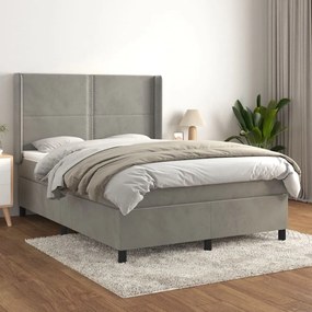 Box spring postel s matrací světle šedá 140x200 cm samet,  3132621