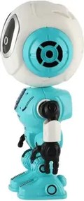 TEDDIES Robot ECHO modrý / Opakuje věty / kov / 12 cm / světlo a zvuk