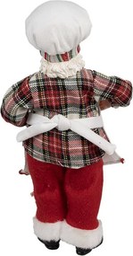 Vánoční dekorace Santa cukrář s dortem a perníčkem - 16*9*28 cm