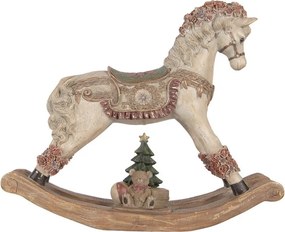 Béžový antik dekorační houpací kůň Rocking Horse - 55*14*46 cm