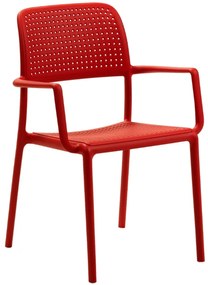 OnaDnes -20% Nardi Červená plastová zahradní židle Bora s područkami