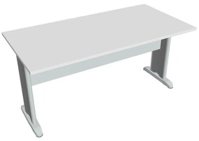 Stůl jednací rovný 160 cm - Hobis Cross CJ 1600 Dekor stolové desky: bílá, Dekor lamino podnože: šedá, Barva nohou: Stříbrná