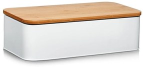 Chlebovka s bambusovým prkénkem na krájení, bílá, 43 x 23 x 13 cm
