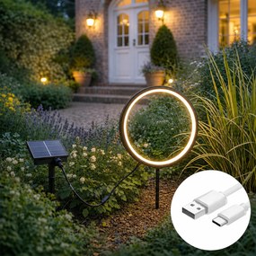 Bodové světlo černé 50 cm vč. dobíjecí a solární LED IP65 - Adalind