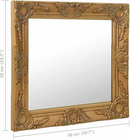 Nástěnné zrcadlo barokní styl 50 x 50 cm zlaté 320313