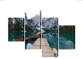 Vícedílný obraz Jezero Braies V Itálii Nedostatek Nedostatek Přírodní plátno 120x75