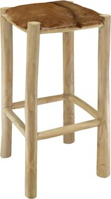 Barová stolička kozí kůže a masivní teak 244544