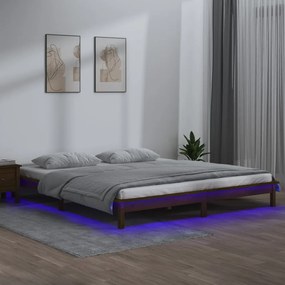 Rám postele LED medově hnědý 150x200 cm King Size masivní dřevo - Default Title